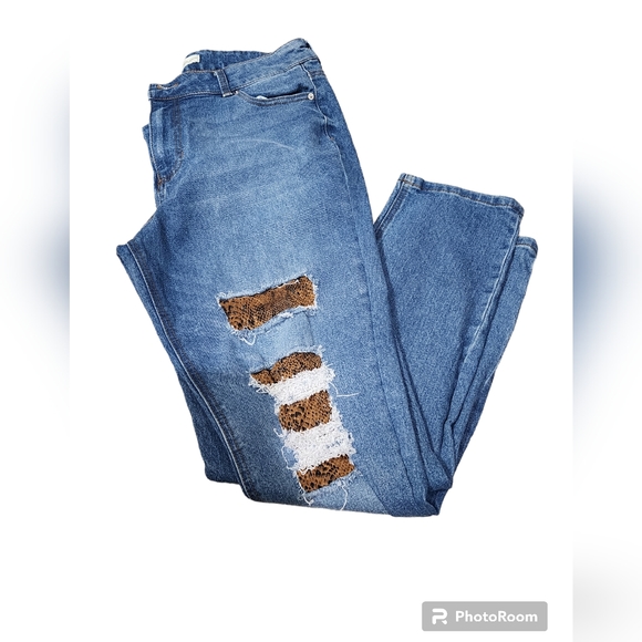 Cato | Jeans | Cato Ripped Jeans With Brown Snakeskin Patches | Poshmark